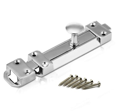 CHROME BATHROOM DOOR LOCK Heavy Duty Slide Bolt Latch Catch Toilet ...