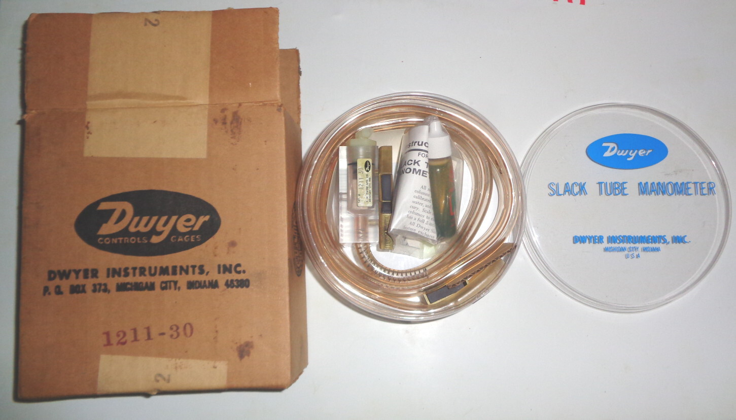 NOS Vintage Dwyer Instruments Slack Tube Manometer 1211-30 Box ...