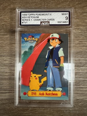 AGS 9 Topps Series 1 1999 TV Animation Ed ASH KETCHUM TV1 Pokemon ...