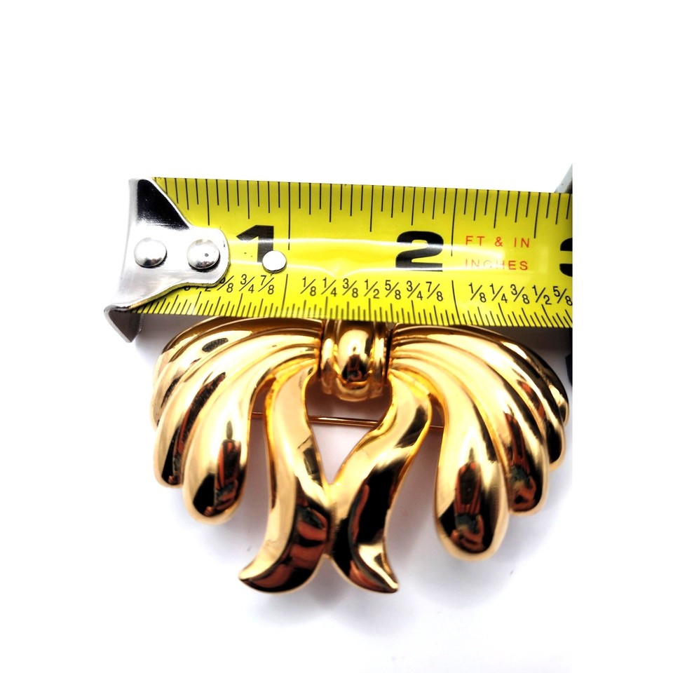 Monet vintage drooping bow ribbon brooch pin gold tone | eBay