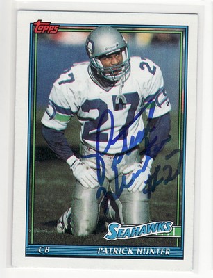 PATRICK HUNTER SEATTLE SEAHAWKS 1991 TOPPS #272 NEVADA RENO AUTOGRAPHED ...