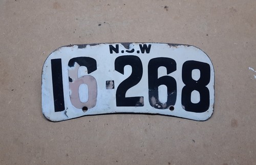 OLD NSW MOTORCYCLE NUMBER PLATE / LICENSE PLATE 16268 | eBay