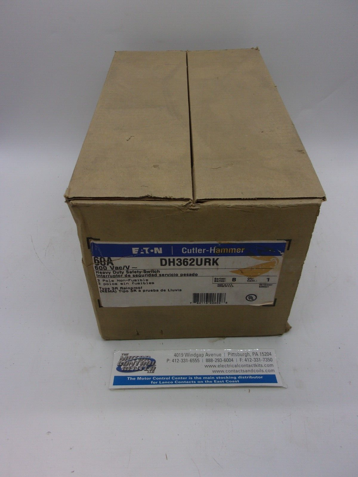 DH362URK-EATON-HEAVY DUTY SAFETY SWITCH 3P,NON-FUSIBLE,60A,600V,SERIES ...