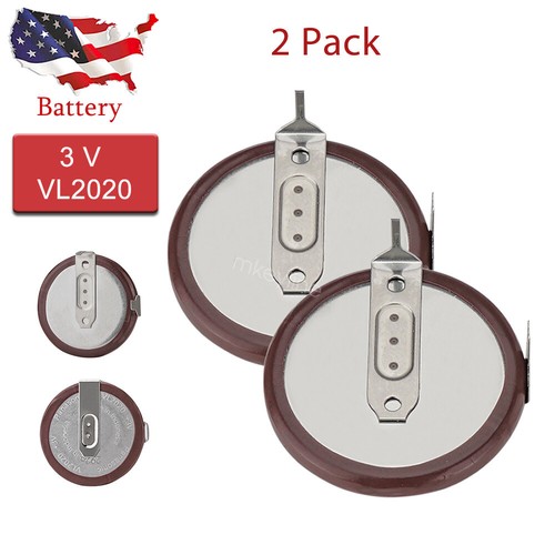 2 Rechargeable VL2020 20mAh 3V Battery 90 degree For BMW Panasonic Key ...