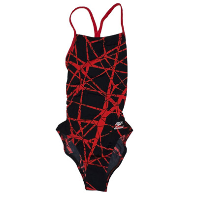Speedo Women's Hard Wired One Back Swimsuit Size 28 XS Red Black ...