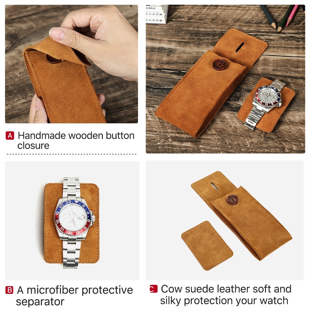 Travel Friendly 1 Watch Storage Pouch Bag Leather Watch Holder Handmade ...