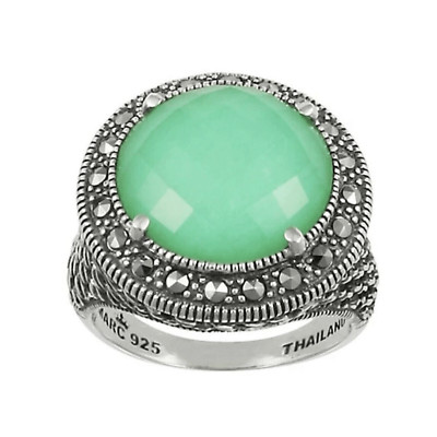 QVC Suspicion Size 7 Jade Sterling Silver Marcasite Ring Cocktail ...