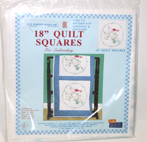 Jack Dempsey Needle Art Embroidery Cross Stitch Cardinal Dogwood Quilt ...