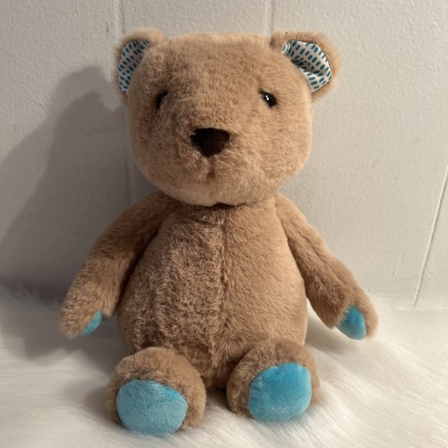 B Softies Brown Soft Teddy Bear 11" Plush Stuffed Animal Teal Blue Paws ...