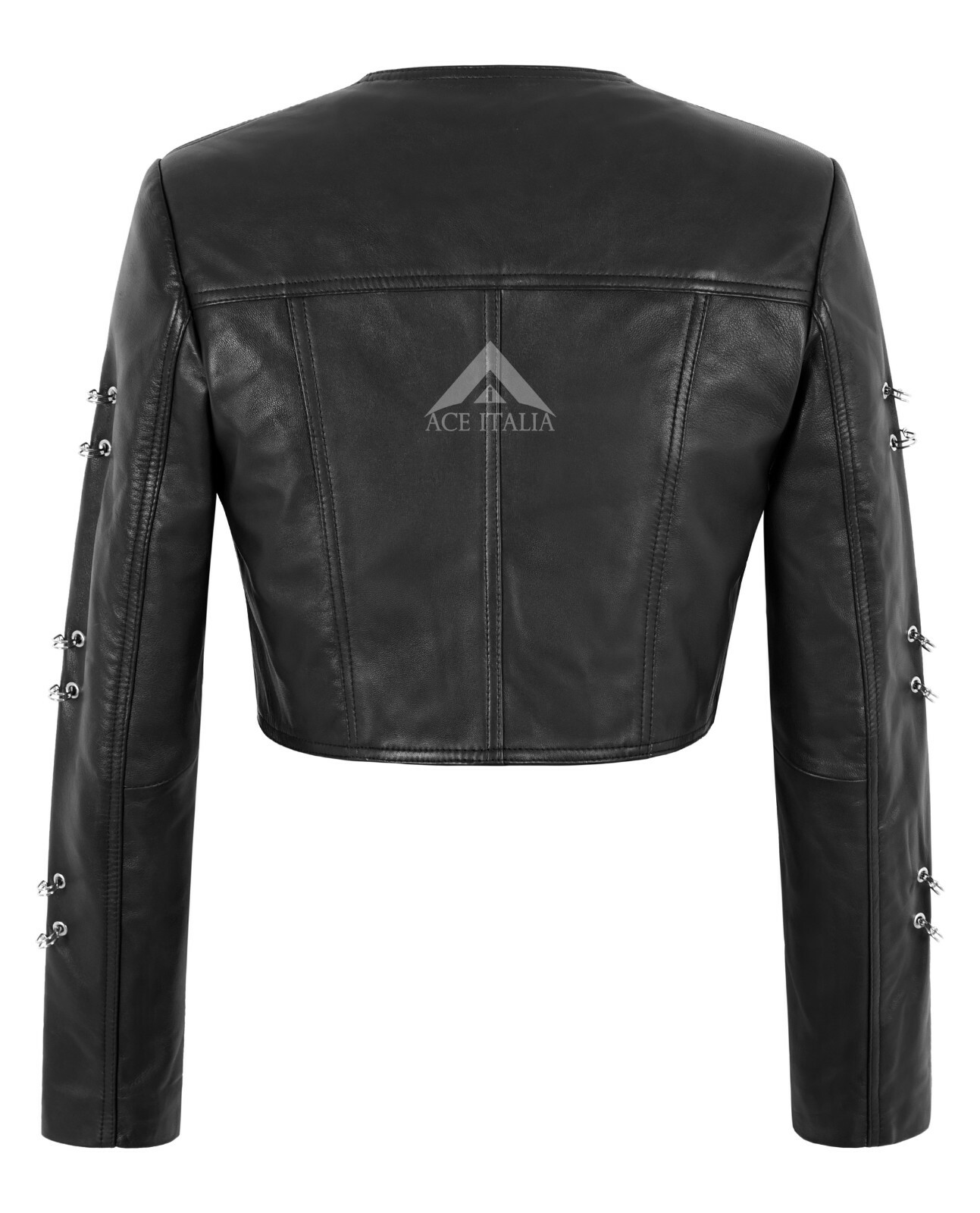 Ladies Punk Rock Grunge Cropped Black Real Leather Edgy Fashion Jacket ...