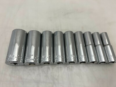 Expert By MAC Tools Socket Set 1/2" Drive 12 Point Deep SAE 9PC E409D ...
