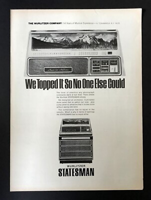Wurlitzer Statesman Jukebox 1970 Poster Type Ad, Promo Advert (Console ...