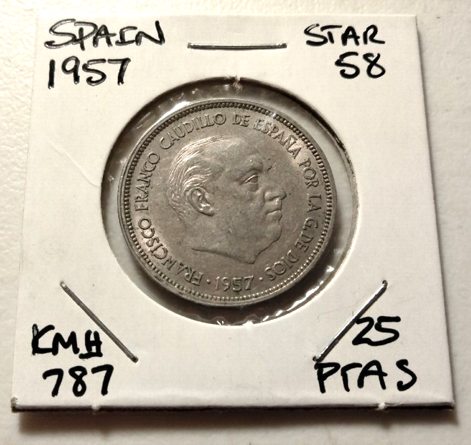 1957(58) Spain 25 PTAS Coin - Star 58 - KM#787 (INV#7683) Combined ...