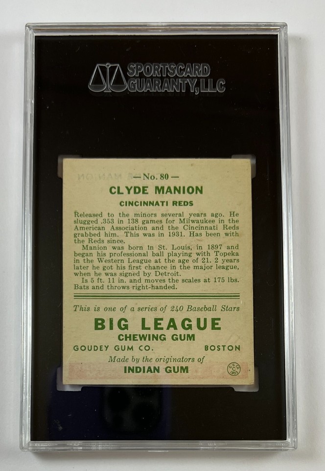 1933 Goudey #80 Clyde Manion 70 EX+ 5.5 GC28-9015 | eBay
