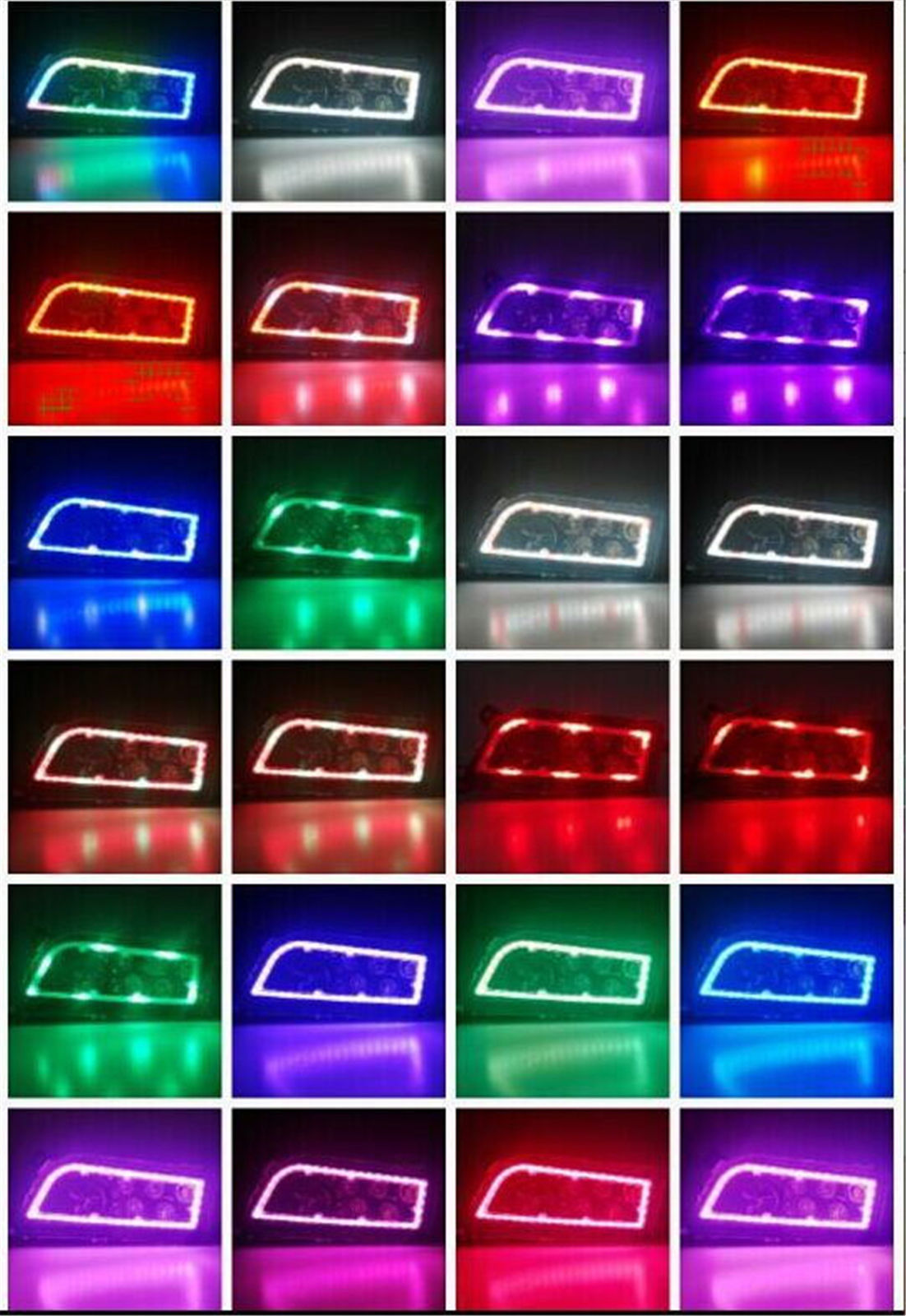 Pair Multi-Color Changing RGB Halo LED Headlights for Polaris RZR XP ...