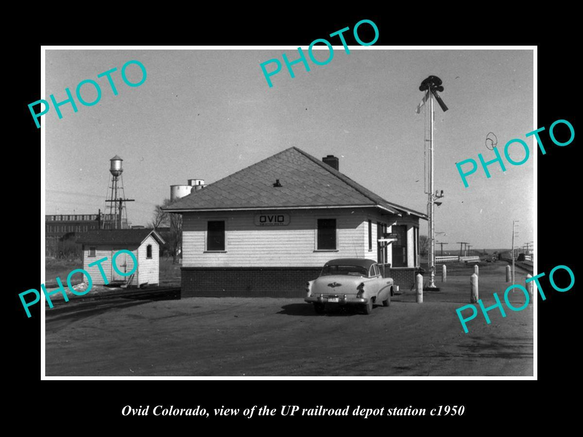 OLD POSTCARD SIZE PHOTO OF OVID COLORADO THE RAILROAD DEPOT STATION ...