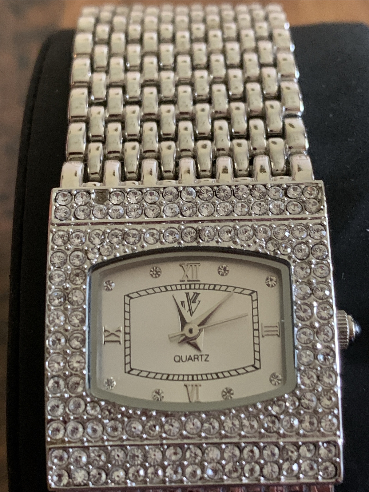 Victoria Wieck Dress Watch Beverly Hills, Silver tone, CZ Crystal bevel ...
