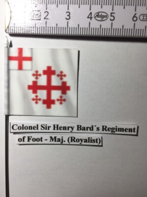 147) 1x 25mm 28mm ECW Flag Royalist Colonel Henry Bard’s Regiment of Foot Major | eBay