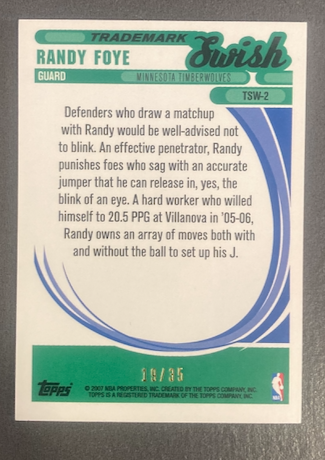 RANDY FOYE 2006-07 TOPPS TRADEMARK MOVES SWISH 19/35 | eBay