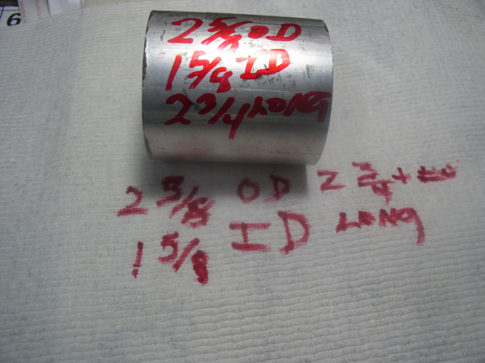 CORED ALUMINUM TUBING SPACERS 2 5/8"DIA. 1 5/8 ID 6061 2 3/4" LONG ...