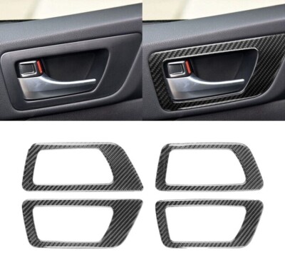 Gloss Real Carbon Fiber Inner Door Handle Panel Frame Trim Fits 14-19 ...