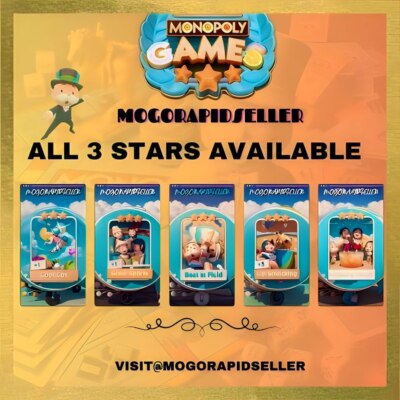 Monopoly Go!! - Games Album- All 3⭐️ ⭐️⭐️Star Stickers/Cards- ⚡Rapid ...