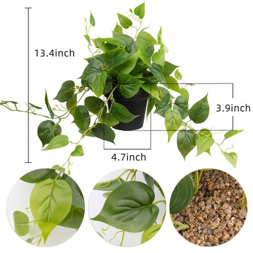 Faux Pothos Indoor Green Realistic Artificial in Pots Fake Plant for ...