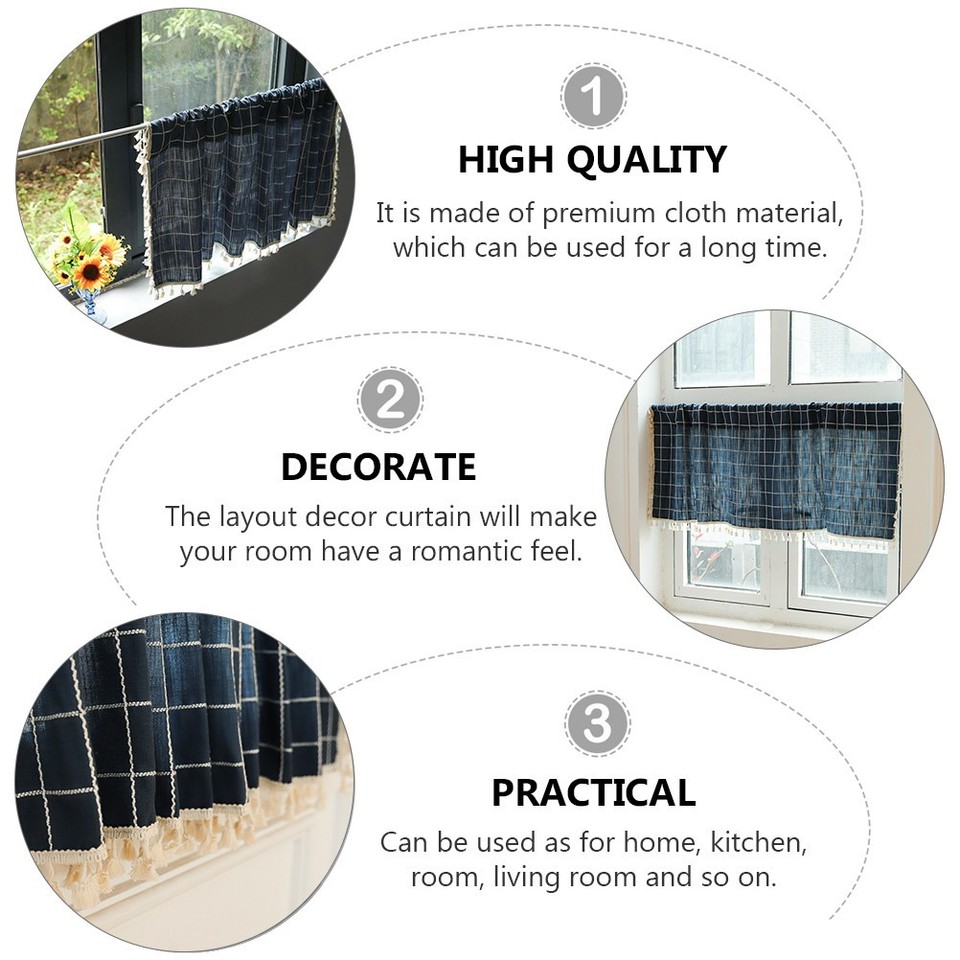 Simple Lattice Curtain Plaid Window Curtain Creative Hanging Curtain ...