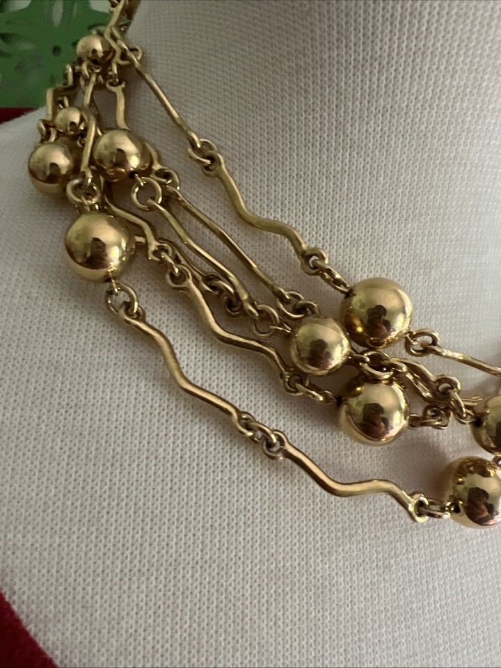 Beautiful Gold-Tone 6 Strand Beads 17” Necklace 7067 | eBay