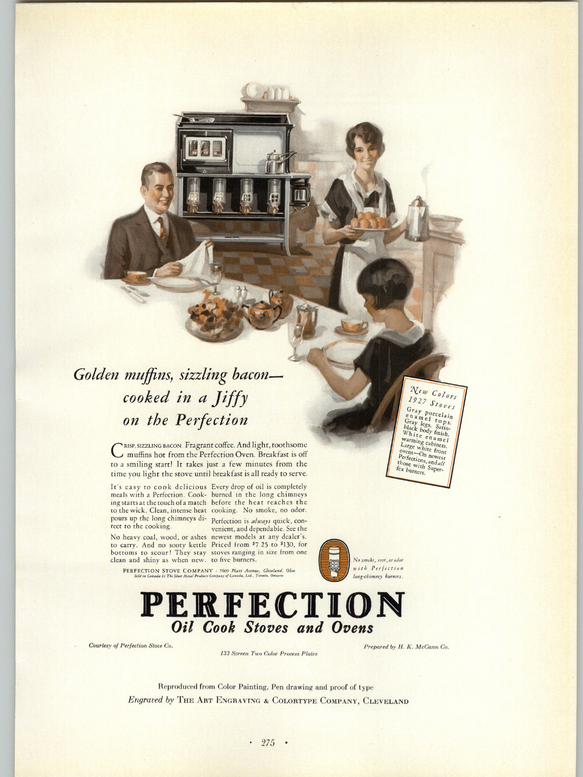 1927 PAPER AD Perfection Oil Cook Stove Oven Commercial Printing Award ...