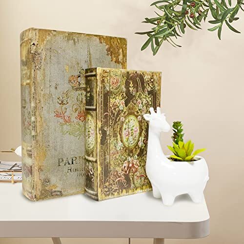 Decorative Book Box Set of 2, Trinket Keepsake Storage Medal Pattern ...