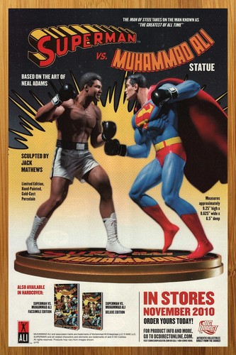 2010 DC Direct Superman/Muhammad Ali Statue Print Ad/Poster Neal Adams ...