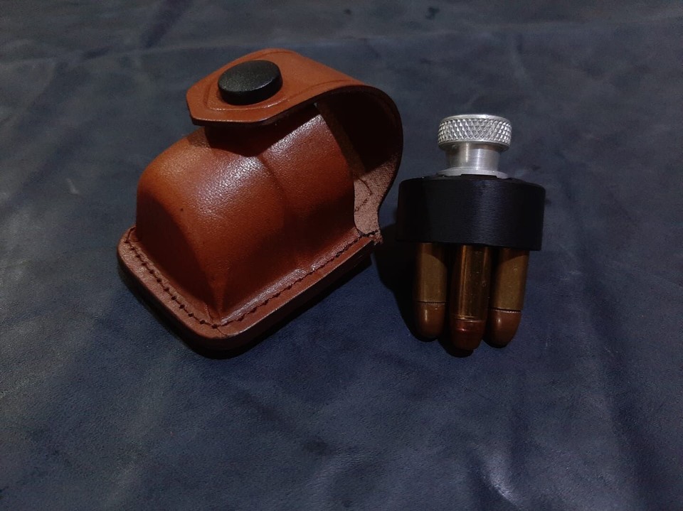 K001-5S Leather Single Speed loader Pouch with Belt Loop Fits 5 Shot ...