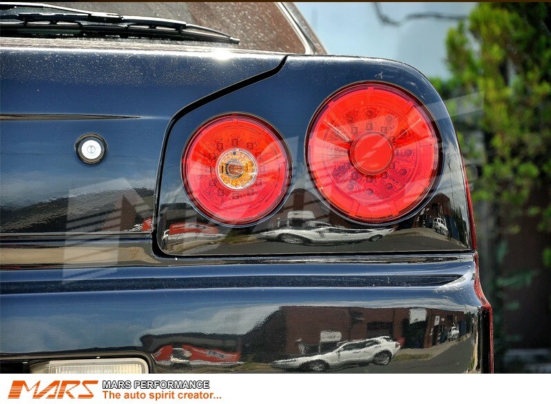 Red Clear LED Tail Lights for Nissan R34 Skyline Coupe GTS-T GT-R GT-T ...