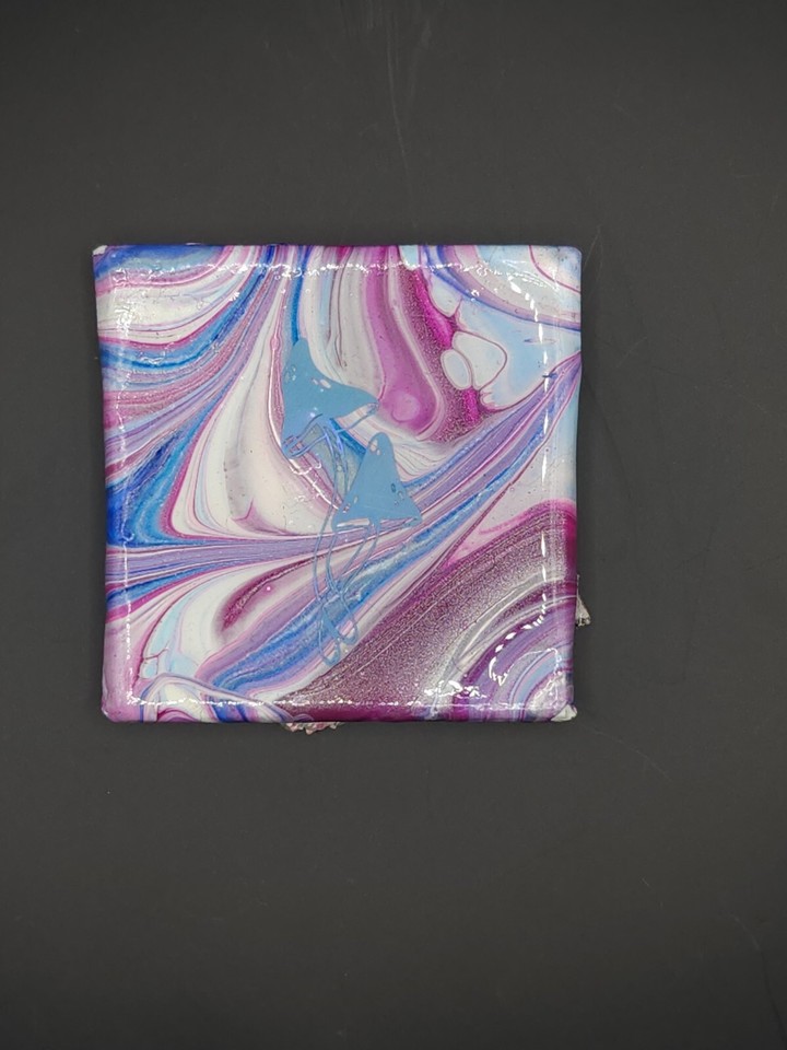 Acrylic Art Pour Painting, 100% hand-poured on Canvas With Decal ...