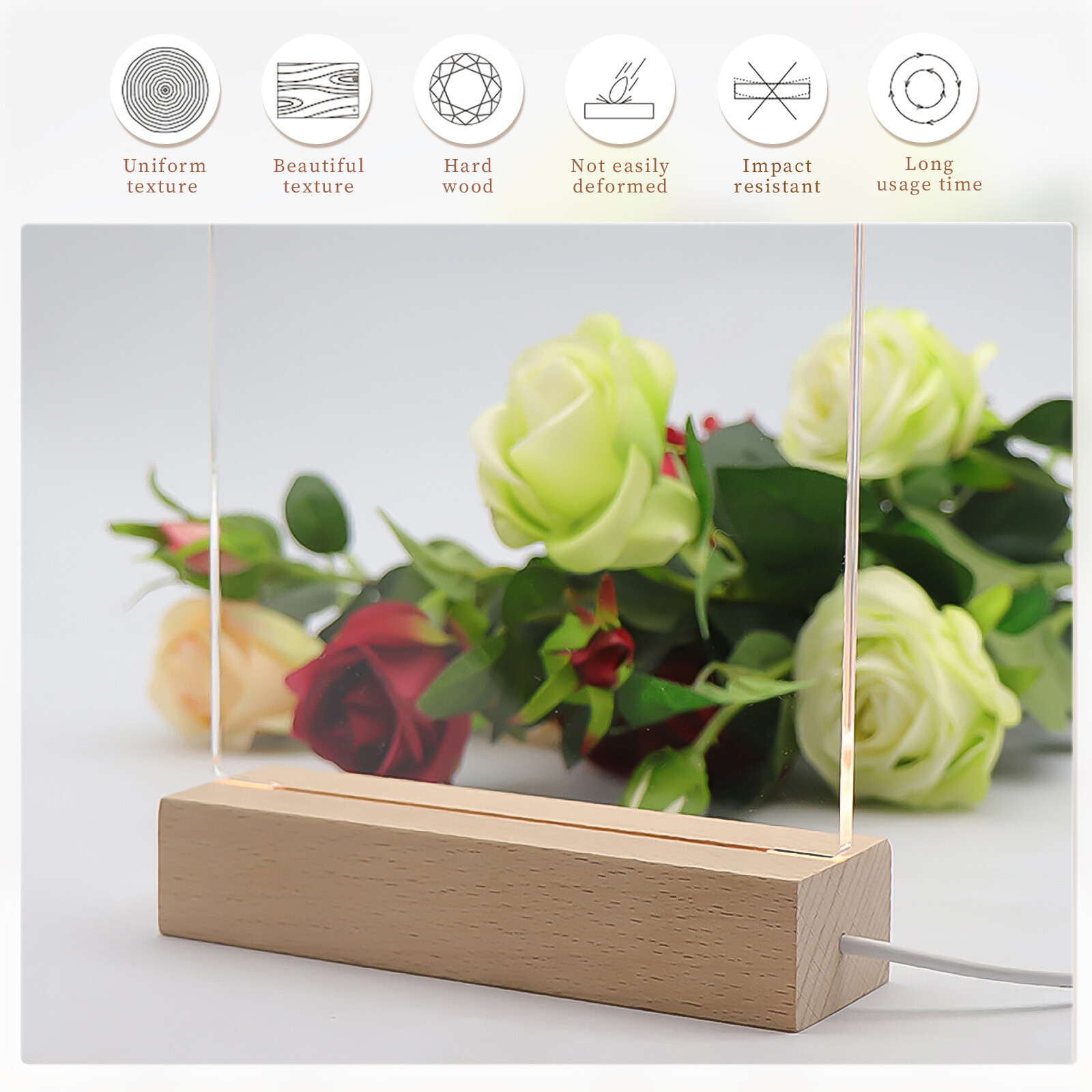 Rectangle Night Lighted Base DIY Art Crafts Night Light Lamp Base (3 ...