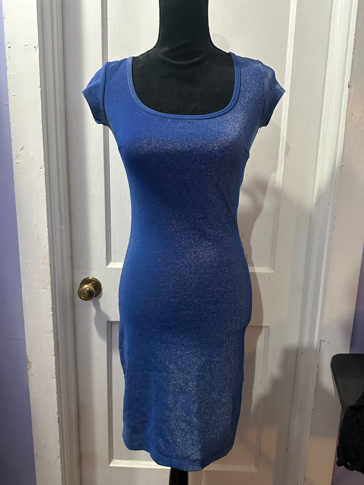 My Michelle Blue Sparkly Short Sleeve Dress in S | eBay