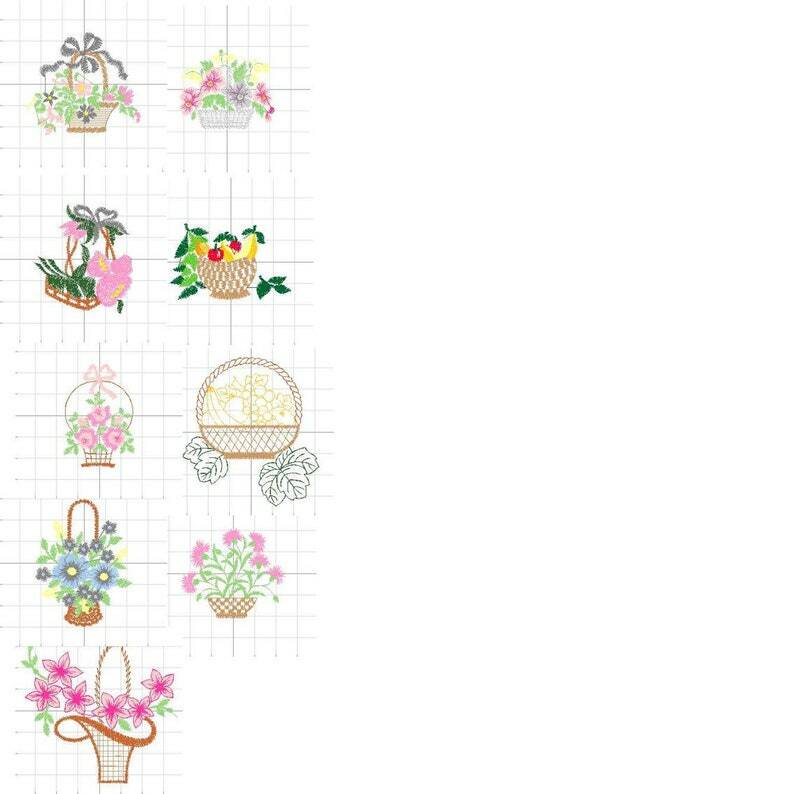 Flowers PES embroidery pack on USB 40 designs files to embroider plants ...