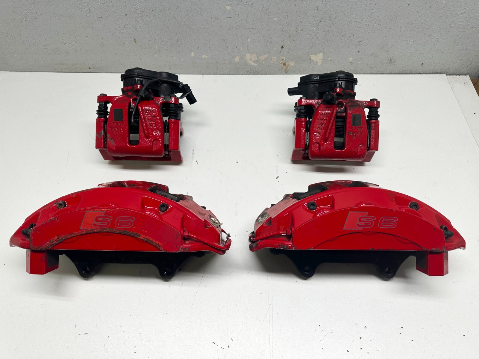P30241 2013-2018 Audi S6 Brake Caliper Set of 4 Front + Rear | RED ...