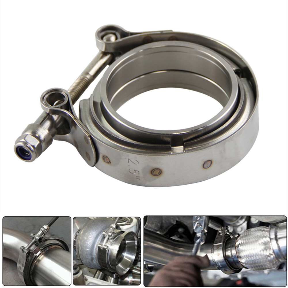 2.5" 63mm V Band Clamp Flange Turbo Exhaust Downpipe Kit Mild Stainless ...
