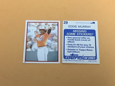 Eddie Murray 1983 Topps Stickers #29 NRMT To Nrmt/mint | eBay