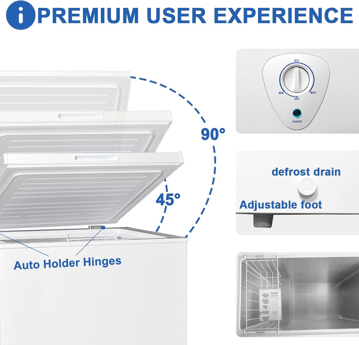 5.0 Cu.Ft Chest Freezer Deep Freezer Garage Kitchen Basket Top Open ...
