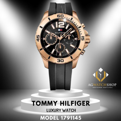 Tommy Hilfiger Men’s Quartz Black Silicone Strap Black Dial 46mm Watch ...