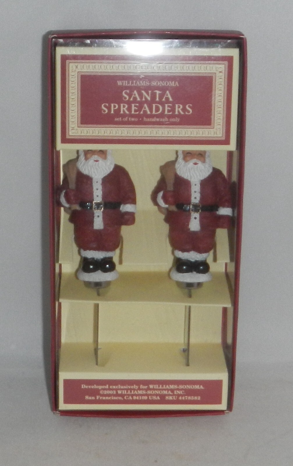 Williams Sonoma Christmas Santa Claus Cheese Knife Spreaders Set of 2 ...