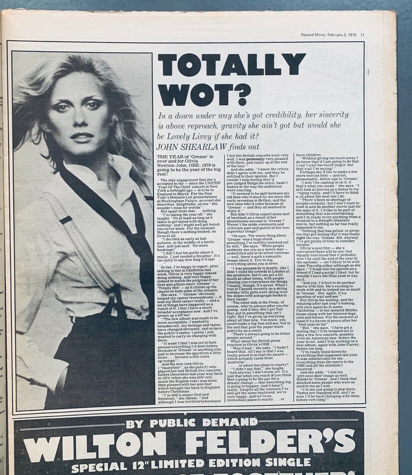 1979 UK MAGAZINE BETTE BRIGHT Deaf School GENERATION X POSTER Olivia ...