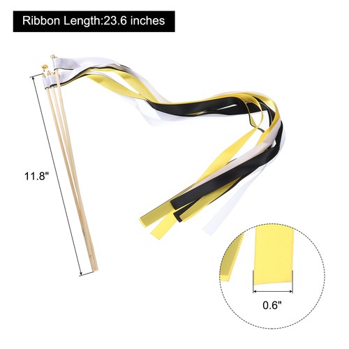 20Pcs Wedding Ribbon Sticks Party Ribbon Streamers Sticks Golden,White ...
