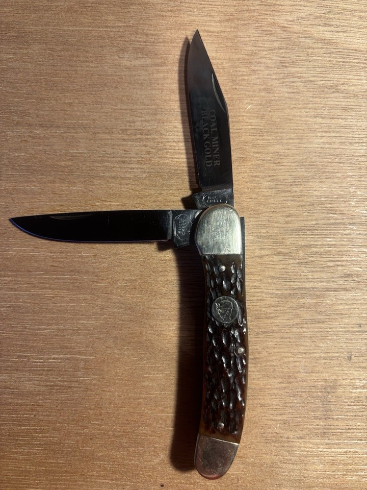 1980’s Buck Creek Solingen Germany 2 Blade Coal Miner Knife Bone Handle ...