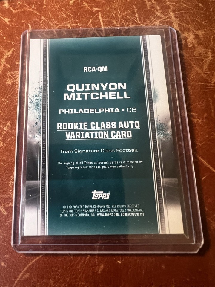 Quinyon Mitchell Rookie Auto RC 35/225 2024 Topps Signature Class #RCA ...