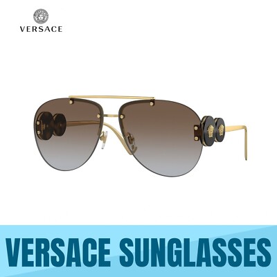 VERSACE VE2250 148889 GOLD-GREY GRADIENT BROWN LENS SUNGLASSES 63MM ...