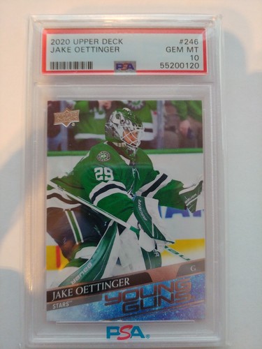 2020-21 Upper Deck Young Guns #246 Jake Oettinger PSA 10 GEM MINT RC ...